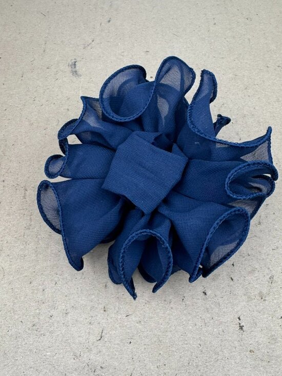 Accessories | Navy Blue Chiffon Ruffle Flower Hair Claw Clip Large ...